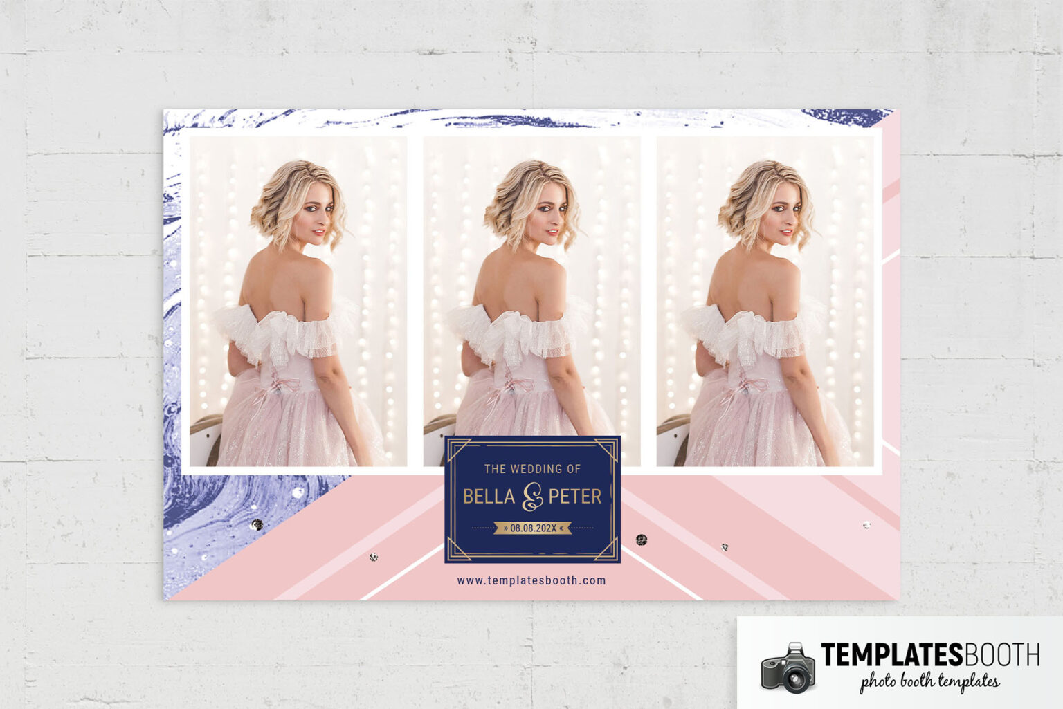 Pink & Blue Marble Photo Booth Template - TemplatesBooth