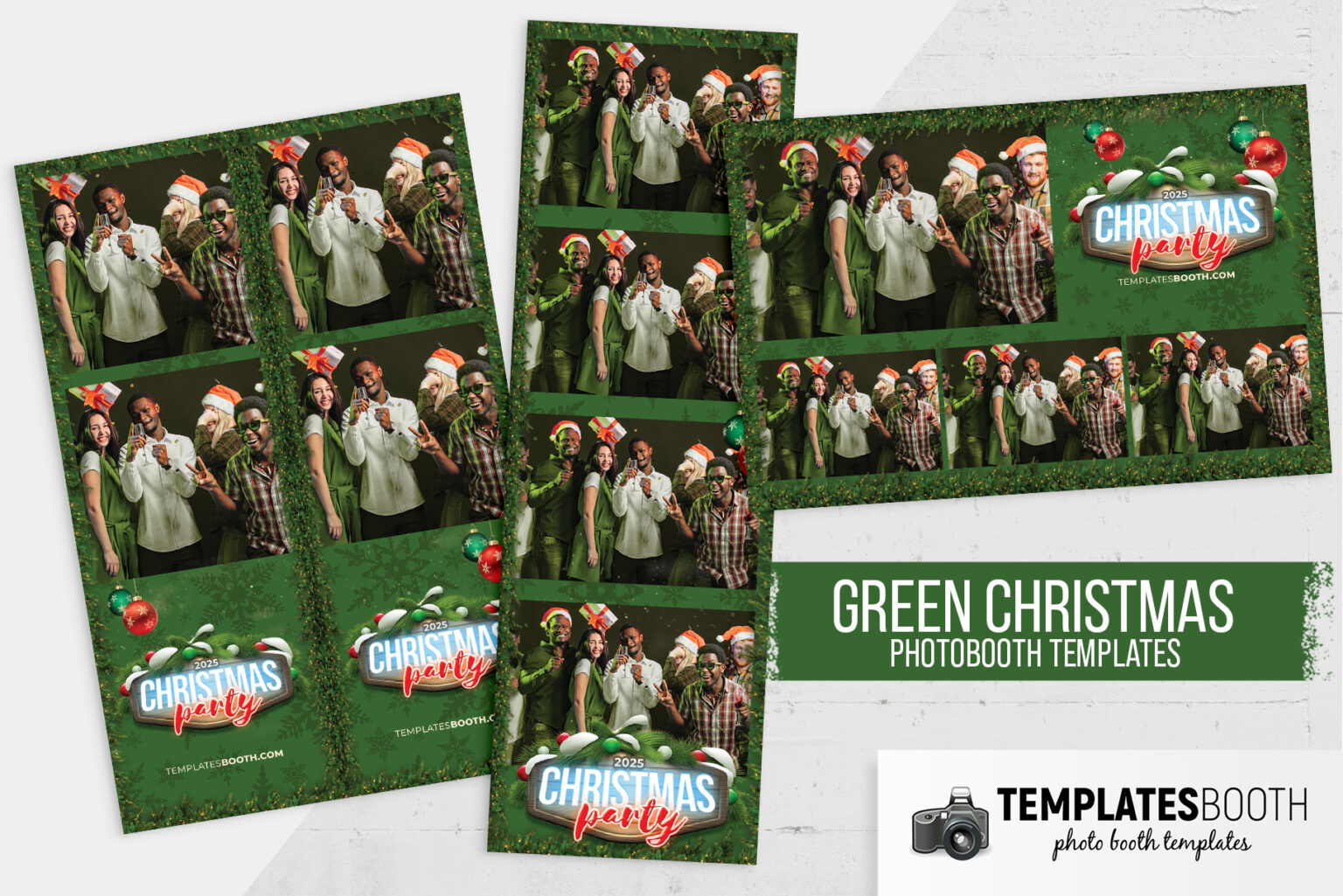 Green Christmas Photo Booth Template - TemplatesBooth