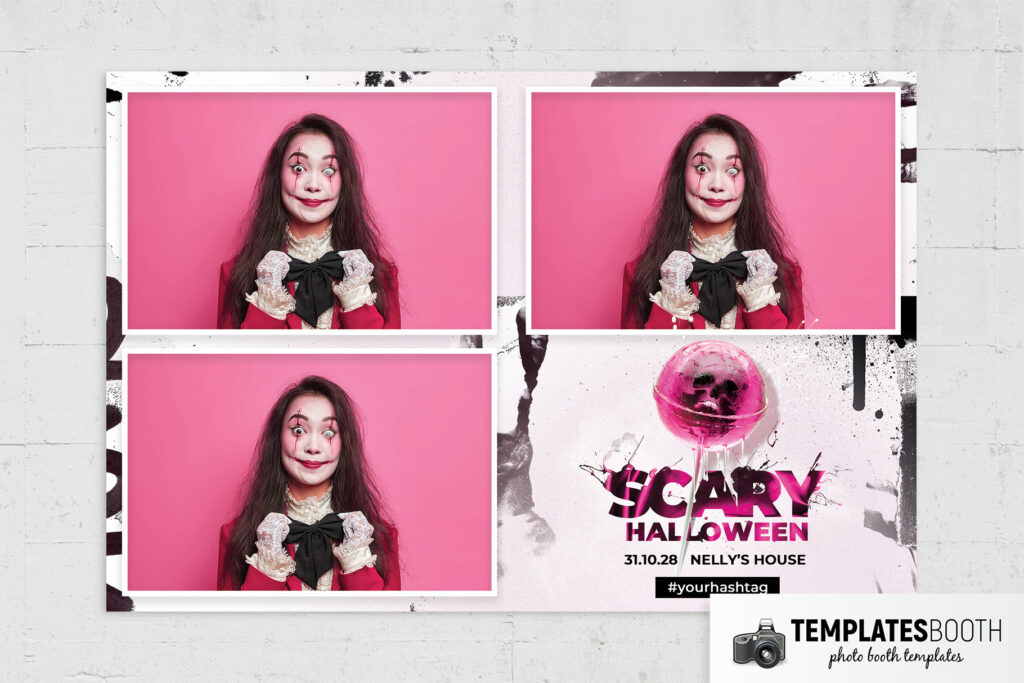 Pink Halloween Photo Booth Template - TemplatesBooth