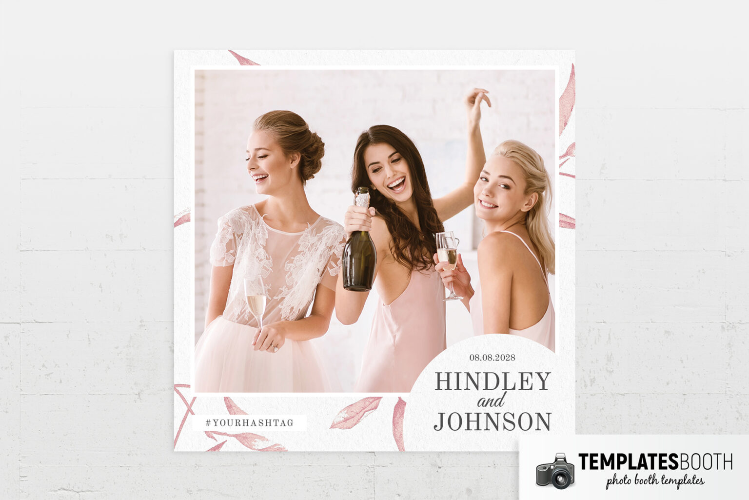 Pink Foliage Photo Booth Template - TemplatesBooth