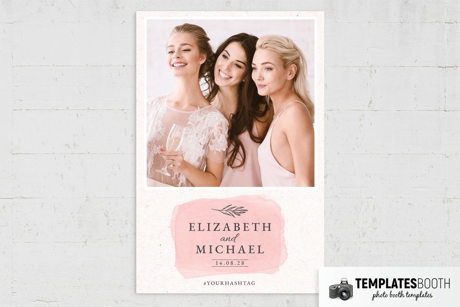 Pink Watercolor Photo Booth Template - TemplatesBooth