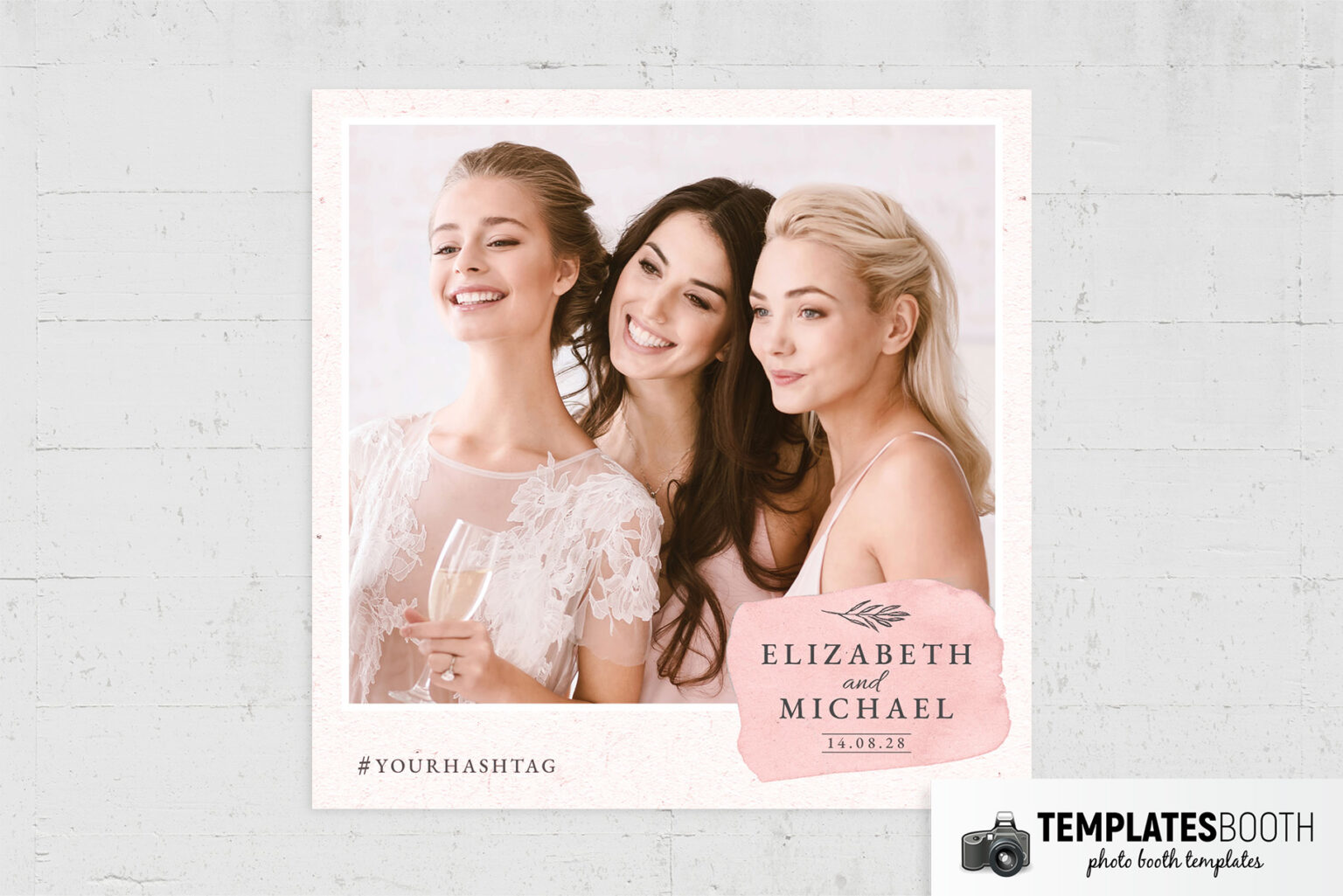 Pink Watercolor Photo Booth Template - TemplatesBooth
