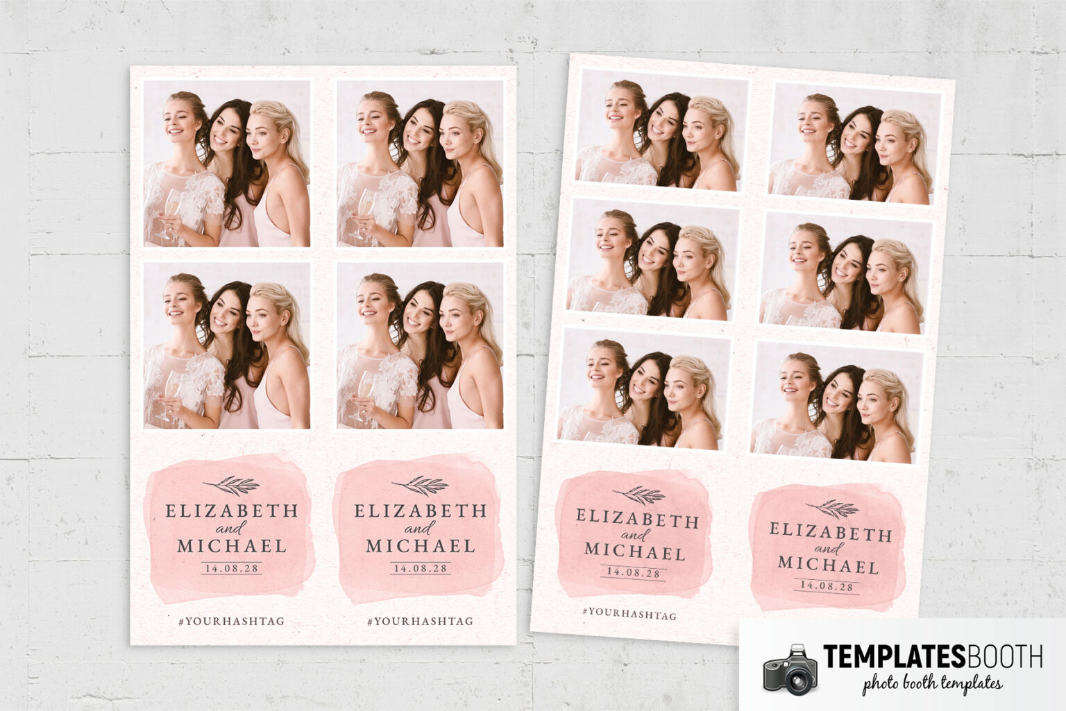 Pink Watercolor Photo Booth Template - TemplatesBooth