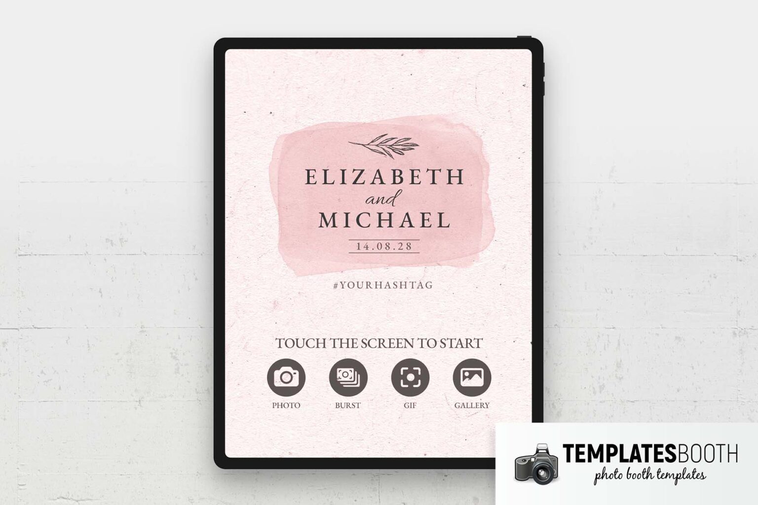 Pink Watercolor Photo Booth Template - TemplatesBooth