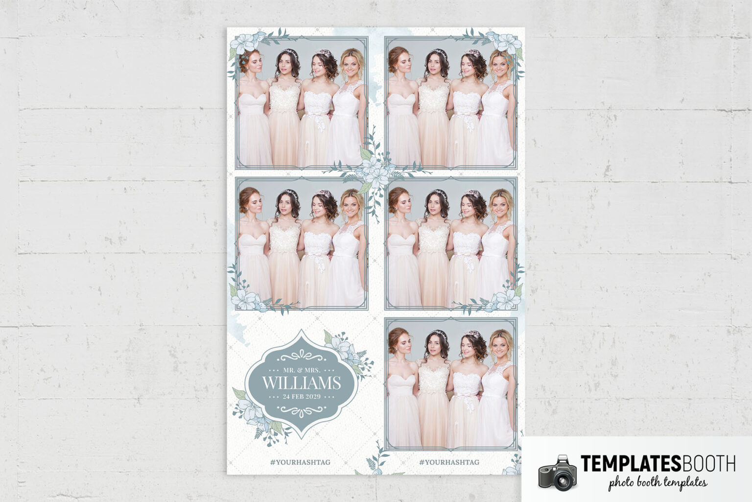Blue Rustic Wedding Photo Booth Template - TemplatesBooth