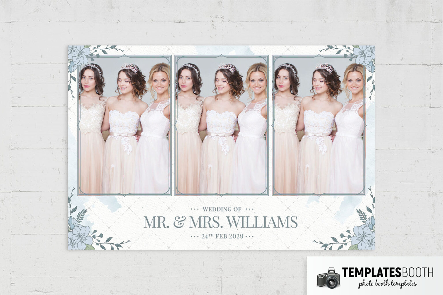Blue Rustic Wedding Photo Booth Template - TemplatesBooth