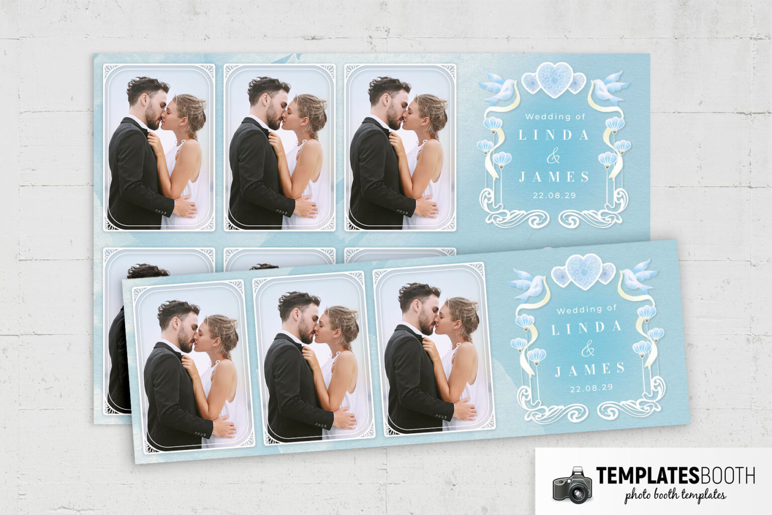 Elegant Blue Wedding Photo Booth Template - TemplatesBooth