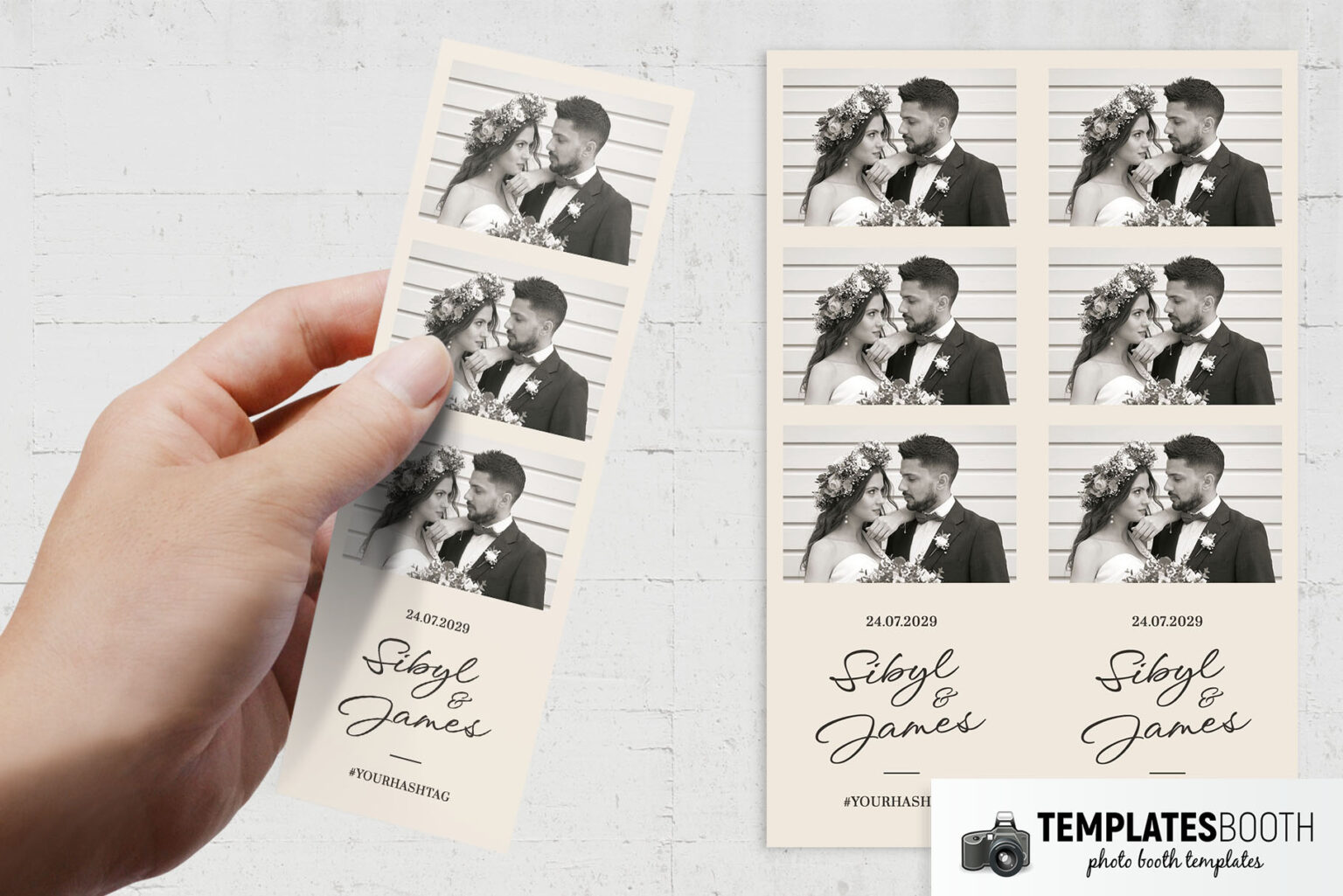 Champagne Wedding Photo Booth Template - TemplatesBooth