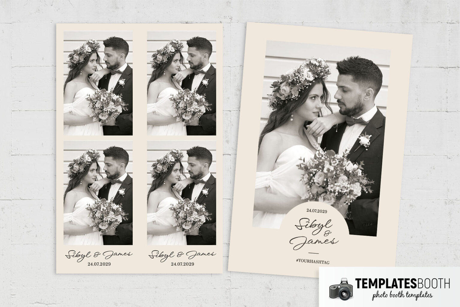 Champagne Wedding Photo Booth Template - TemplatesBooth