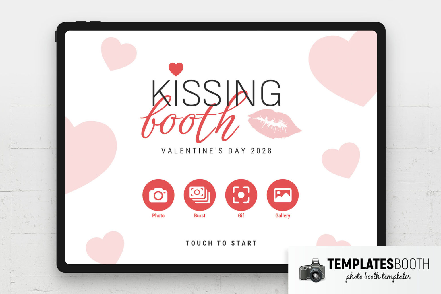Valentines Kissing Booth Photo Booth Template - TemplatesBooth