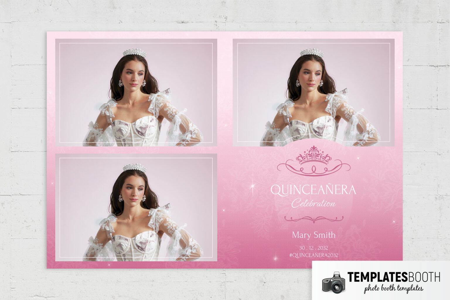 Pink Quinceañera Photo Booth Template - TemplatesBooth