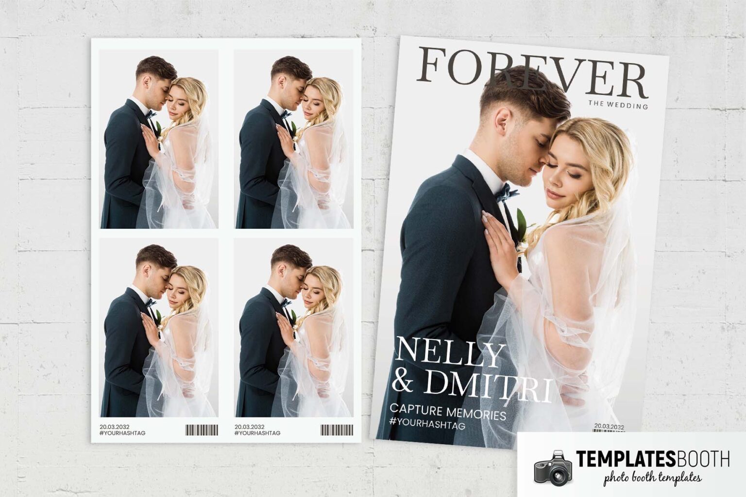 Typographic Wedding Magazine Photo Booth Template - TemplatesBooth
