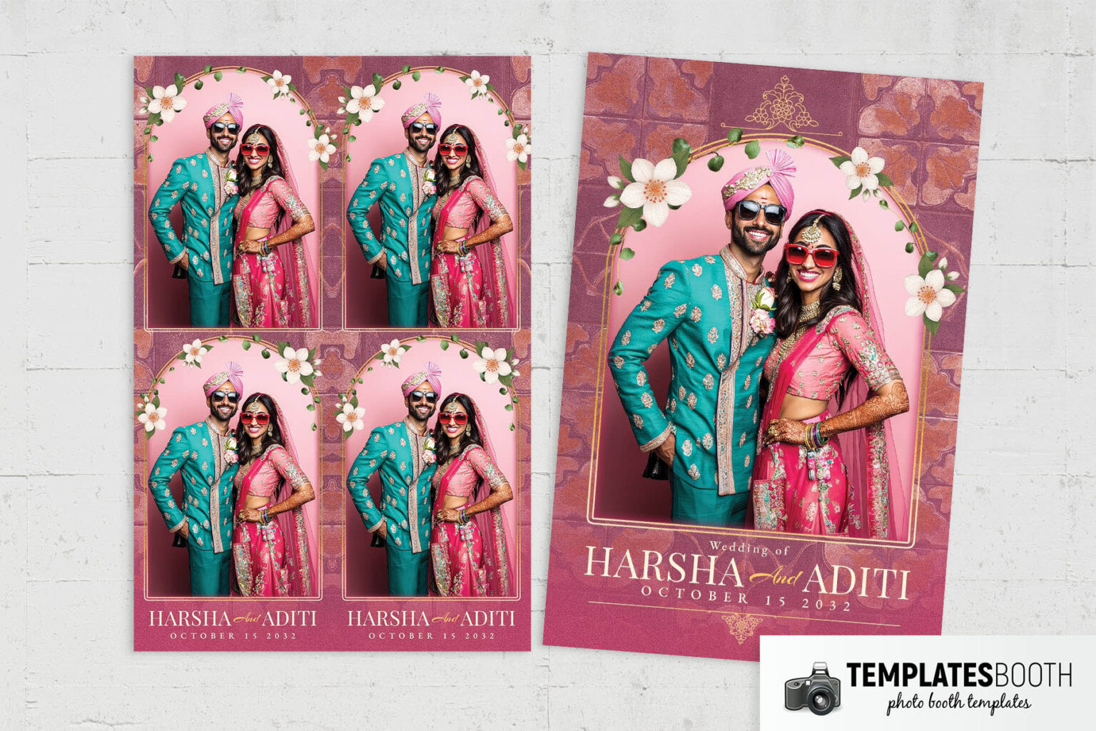 Pink Indian Wedding Photo Booth Template - TemplatesBooth