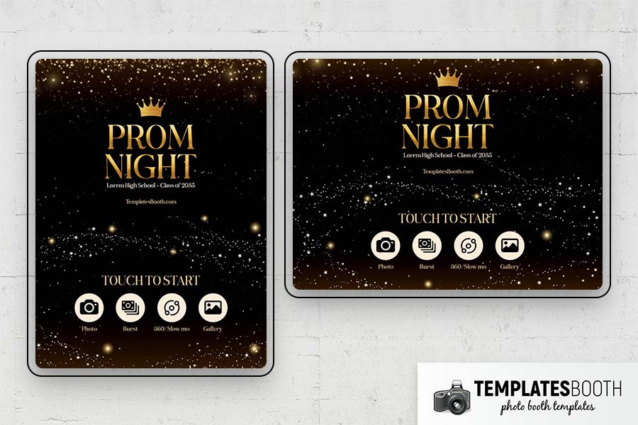 Glitter Gold Prom Night Photo Booth Template - TemplatesBooth