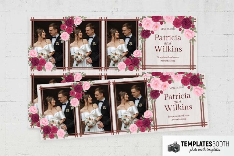 Rustic Raspberry Flowers Photo Booth Template - TemplatesBooth
