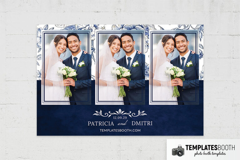 Vintage Navy Wedding Photo Booth Template - TemplatesBooth