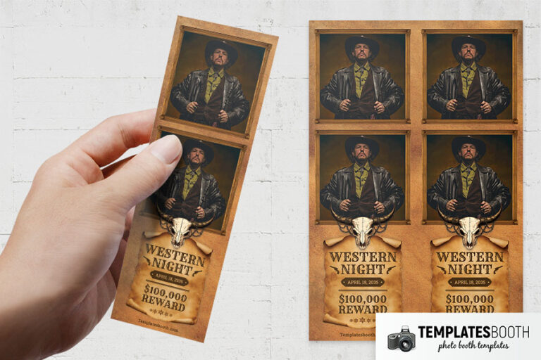 Wanted Poster Western Night Photo Booth Template - TemplatesBooth