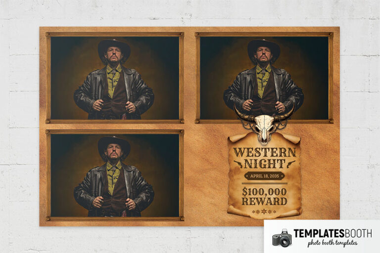 Wanted Poster Western Night Photo Booth Template - TemplatesBooth