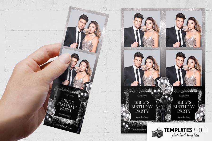 Black Silver Birthday Party Photo Booth Template - TemplatesBooth
