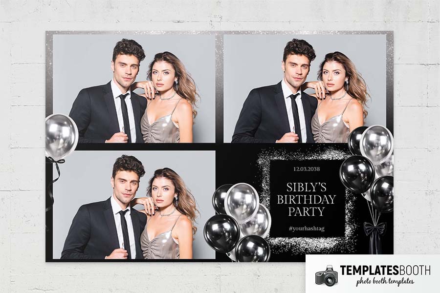 Black Silver Birthday Party Photo Booth Template - TemplatesBooth