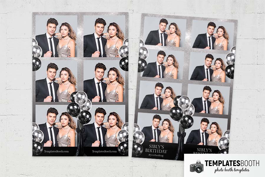 Black Silver Birthday Party Photo Booth Template - TemplatesBooth