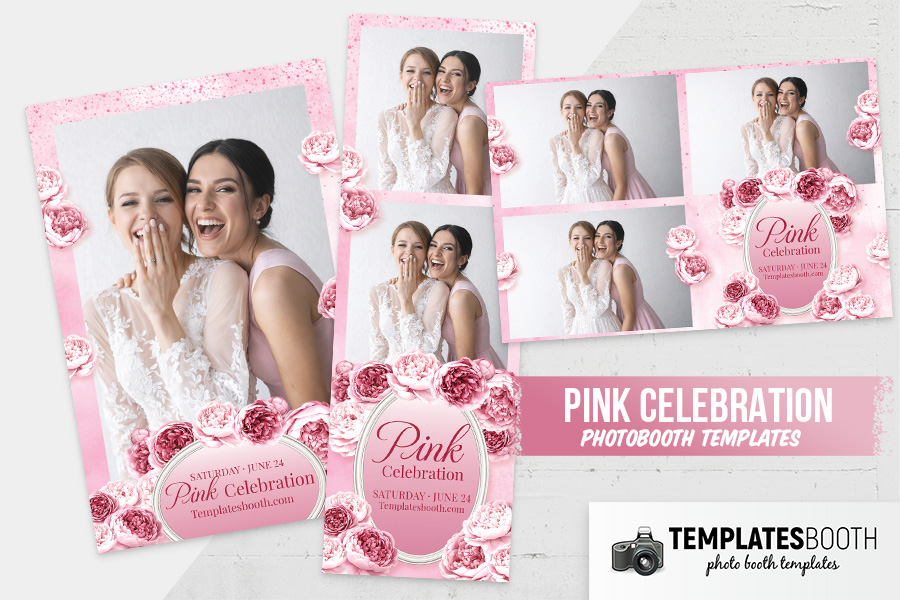 Pink Roses Photo Booth Template - TemplatesBooth