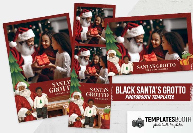 Black Santa's Grotto Photo Booth Template - TemplatesBooth