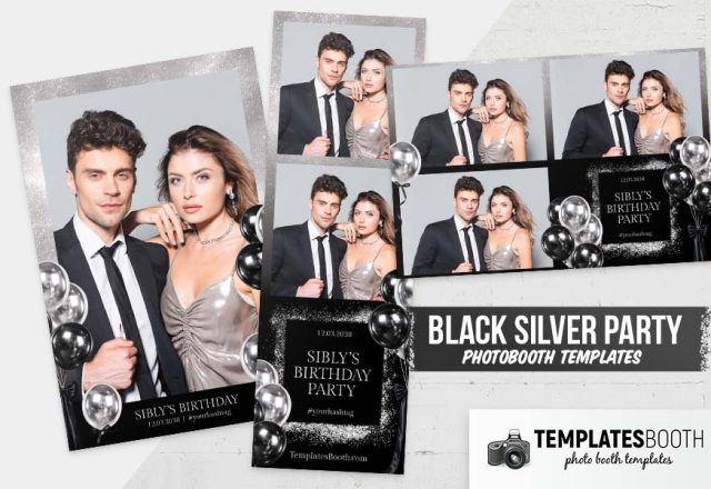 Black Silver Birthday Party Photo Booth Template - TemplatesBooth