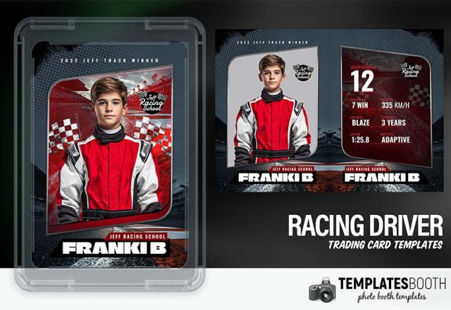 Racing Car Driver Trading Card Photo Booth Template - TemplatesBooth