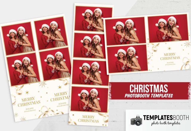 White & Gold Christmas Photo Booth Template - TemplatesBooth